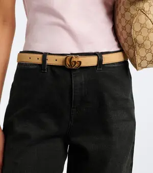 Gucci Gg Marmont Suede Belt - Beige