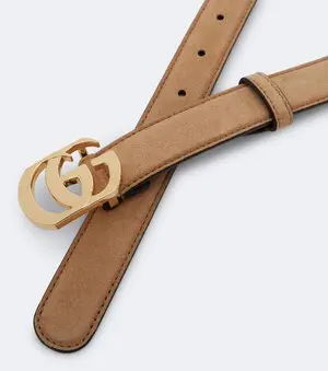 Gucci Gg Marmont Suede Belt - Beige