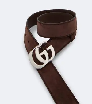 Gucci Gg Marmont Suede Belt - Brown