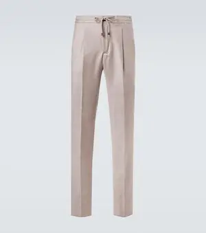 SLOWEAR Virgin Wool Flannel Slim Pants - Beige