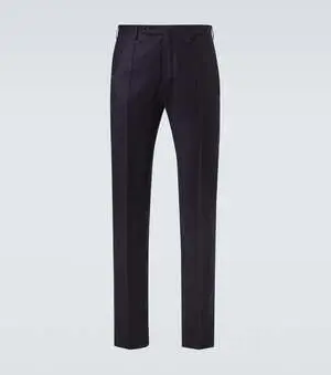 SLOWEAR Virgin Wool Flannel Slim Pants - Blue