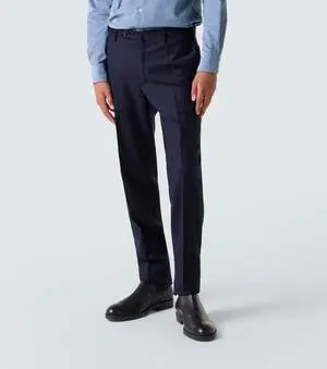 SLOWEAR Virgin Wool Flannel Slim Pants - Blue