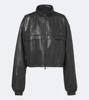 Prada Cropped Leather Jacket - Black