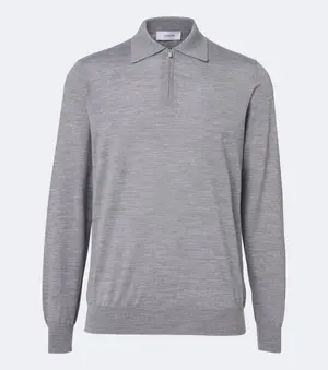 LARDINI Wool, Silk, And Cashmere Polo Sweater - Grey