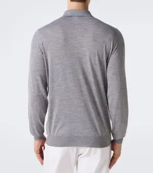 LARDINI Wool, Silk, And Cashmere Blend Zip-up Polo Sweater - Grey