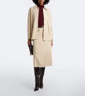 Vince Suede Midi Skirt - Beige