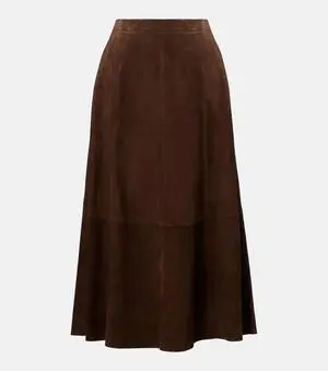Vince Suede Midi Skirt - Brown