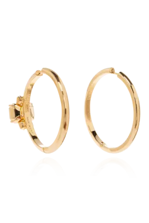 Moschino Mismatched Hoop Earrings With Emerald And Crystal Embellishments