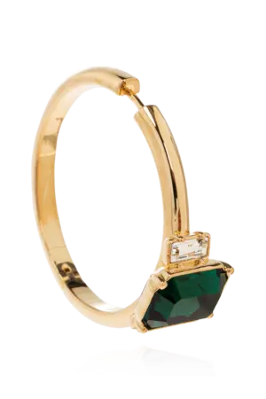 Moschino Mismatched Hoop Earrings With Emerald And Crystal Embellishments