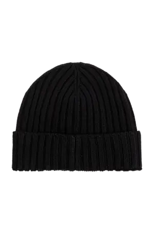 Paul & Shark Wool Beanie With Gold Tone Logo Patch