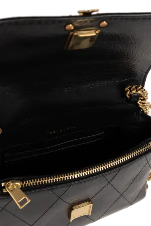 Tory Burch Leather Charlie Wallet On Chain - Black