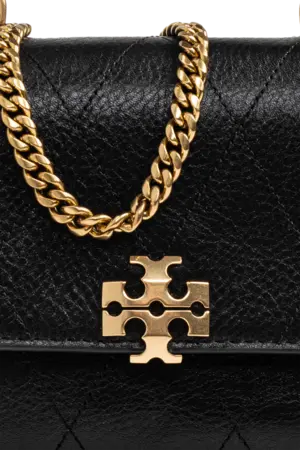 Tory Burch Leather Charlie Wallet On Chain - Black