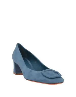 Santoni Suede Square Toe Pumps