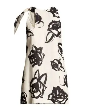 MSGM Linen Floral Print Mini Dress