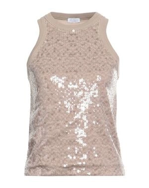 Brunello Cucinelli Top Light Brown Size Cotton, Elastane, Polyester - Beige