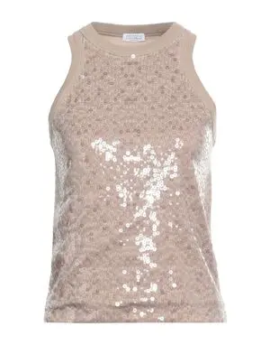 Brunello Cucinelli Top Light Brown Size Cotton, Elastane, Polyester