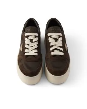 Prada Downtown Bold Re-nylon And Suede Sneakers