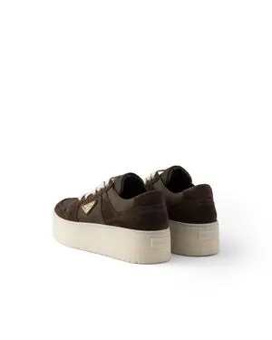 Prada Downtown Bold Re-nylon And Suede Sneakers