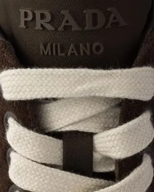 Prada Downtown Bold Re-nylon And Suede Sneakers