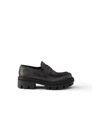 Prada Leather Loafers With Embossed Logo