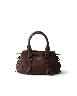 Prada Large Leather Tote Bag - Brown