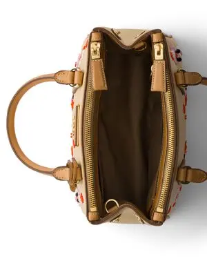 Prada Galleria Small Canvas And Leather Embroidered Bag