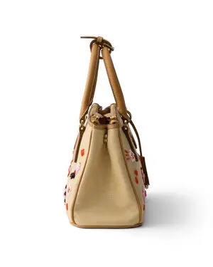 Prada Galleria Small Canvas And Leather Embroidered Bag