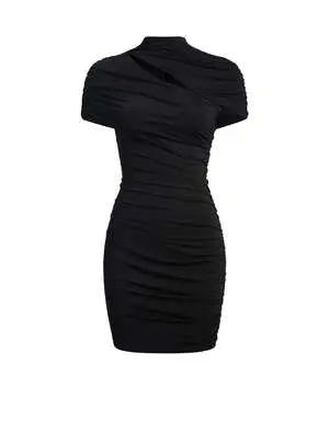 Balmain Draped Jersey Bodycon Dress - Black
