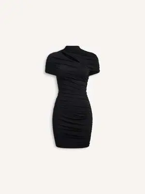 Balmain Draped Jersey Bodycon Dress - Black