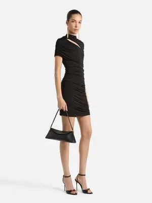 Balmain Draped Jersey Bodycon Dress - Black