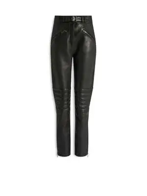 Balmain Lambskin Biker Trousers - Black