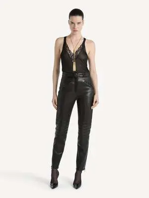 Balmain Lambskin Biker Trousers