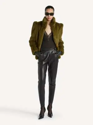 Balmain Stirrup Lambskin Trousers - Black