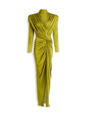 Balmain Long Silk Chiffon Dress - Green