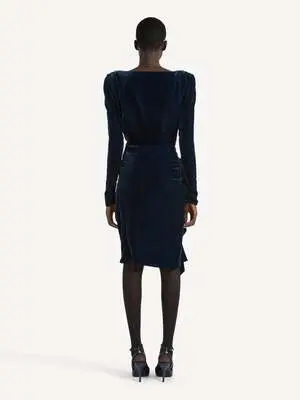 Balmain Velvet Dress With Lace Bra And Tie Detail