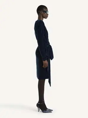Balmain Velvet Dress With Lace Bra And Tie Detail