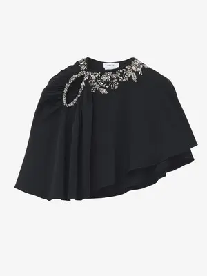 Alexander McQueen Asymmetric Cape With Floral Embroidery