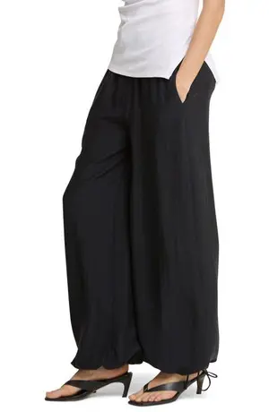 NOBODY'S CHILD Violet Cuffed Wide Leg Trousers - Black