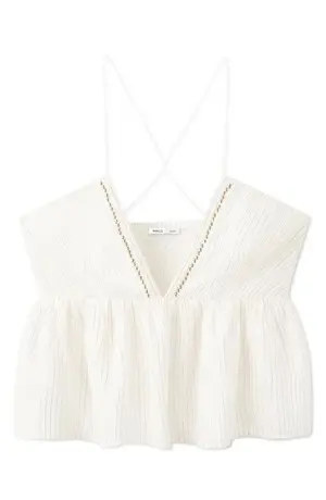 Mango Embroidered Bead Detail Stripe Top