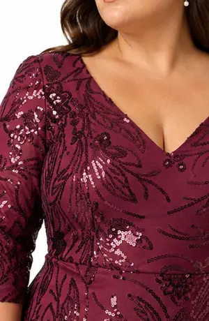 Adrianna Papell Sequin V-neck Gown