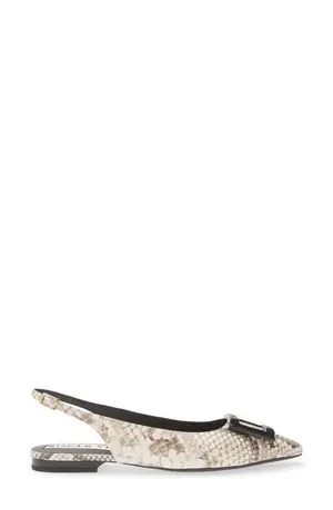 ROGER VIVIER Gommettine Pointed Toe Slingback Flat In Snakeskin-embossed Leather