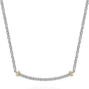 Gabriel & Co. 14k Gold & White Sapphire Bar Pendant Necklace - Sterling Silver