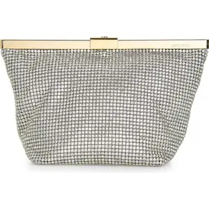 JIMMY CHOO Crystal Mesh Clutch With Gold Tone Clasp And Chain Strap