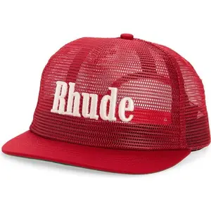 Rhude Logo Mesh Trucker Cap - Red/white