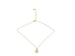 GEMINI JEWELRY 18k Yellow Plated Sunflower Spinner Pendant Necklace With Cubic Zirconia