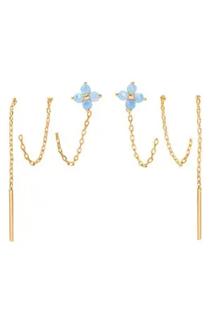 GIRLS CREW Blossom Threader Earrings With Cubic Zirconia - Gold