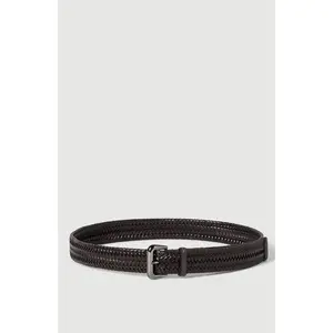 Brunello Cucinelli Stretch Braided Leather Belt With Shiny Loop