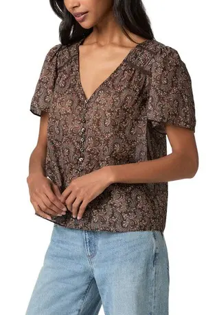 Paige Elodie Paisley Button Up Cotton Top