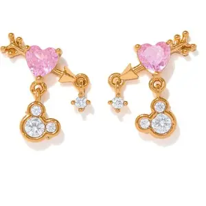GIRLS CREW Tone Heart Arrow Mickey Mouse Drop Earrings - Gold