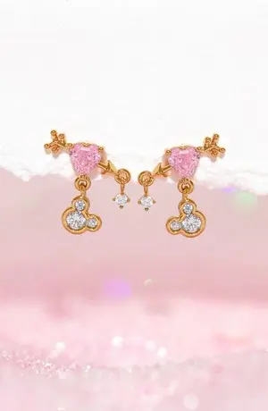 GIRLS CREW Tone Heart Arrow Mickey Mouse Drop Earrings